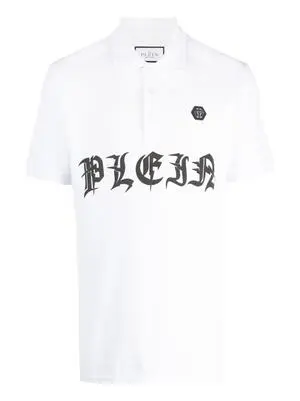 Philipp Plein Gothic Plein Logo-print Polo Shirt - White