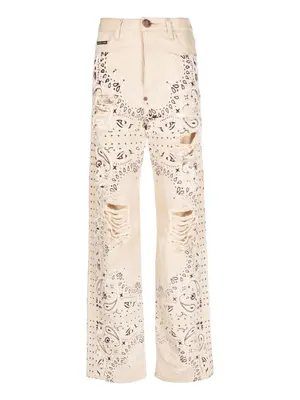 Philipp Plein Paisley-print Jeans - Neutrals