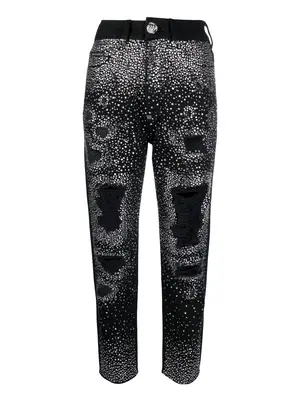 Philipp Plein Crystal-embellished Boyfriend Jeans - Black