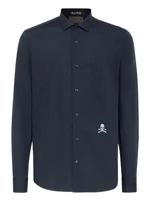 Philipp Plein Logo-embroidered Cotton Shirt - Blue