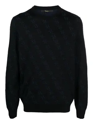 BILLIONAIRE Monogram-jacquard Knitted Jumper - Black