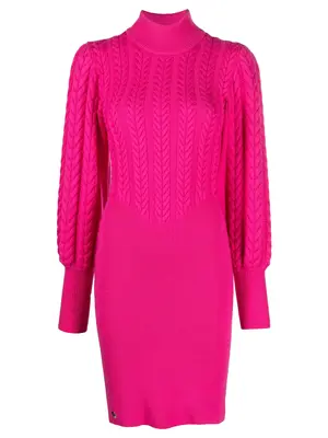Philipp Plein Cable-knit Wool Dress - Pink
