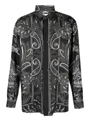 Philipp Plein Dandy Paisley-print Silk Shirt - Black