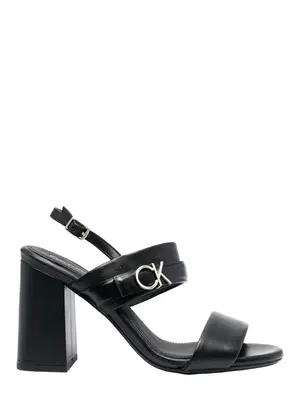 Calvin Klein 100mm Logo-plaque Leather Sandals - Black