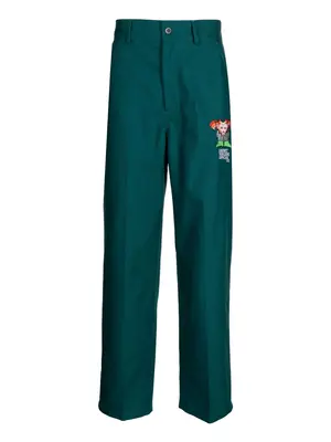 RASSVET Logo-embroidered Straight-leg Trousers - Green