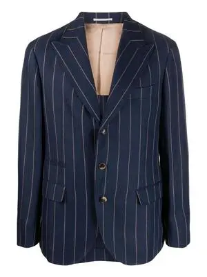 Brunello Cucinelli Pinstriped Single-breasted Blazer - Black