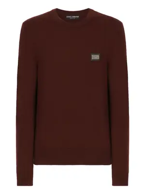 Dolce & Gabbana Logo-plaque Wool Jumper - Red