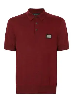 Dolce & Gabbana Logo-tag Virgin-wool Polo Shirt - Red