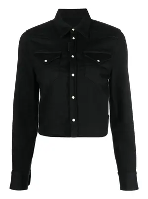 Dsquared2 Cropped Denim Shirt - Black