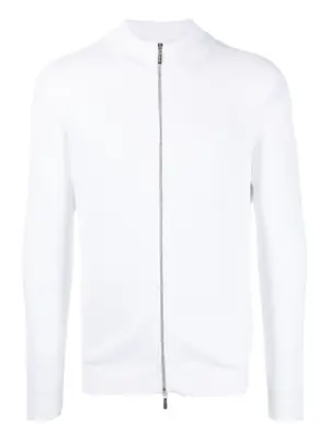MOORER Zip-up Ribbed Sweatshirt
