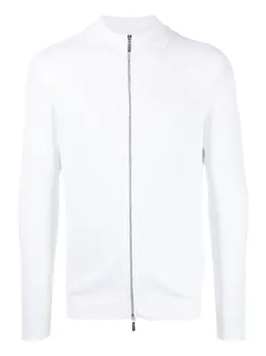 MOORER Zip-up Ribbed Sweatshirt
