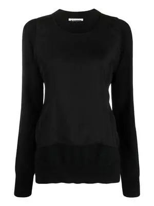 JIL SANDER Layered-design Wool Jumper - Black