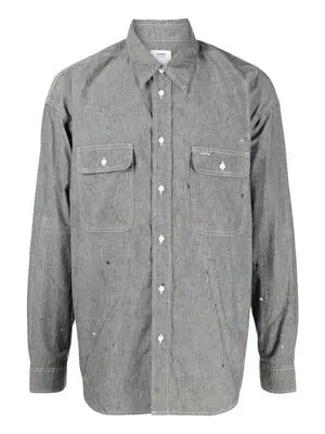 Visvim Logo-print Paint-splatter Shirt - Grey