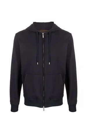 MOORER Drawstring Zip-up Hoodie - Blue