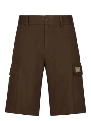 Dolce & Gabbana Logo-plaque Cargo Shorts - Brown