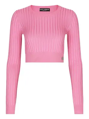 Dolce & Gabbana Dg-plaque Cropped Top - Pink