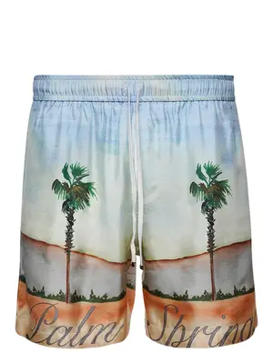 Amiri Dinosaur Webster Palm-tree Shorts - Blue