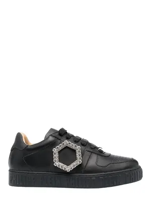 Philipp Plein Crystal-embellished Leather Sneakers - Black