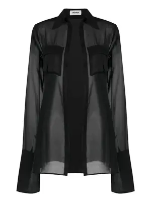 MONOT Georgette Semi-sheer Shirt - Black