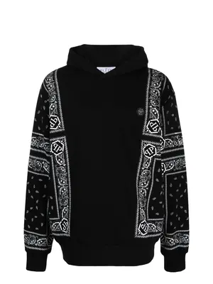 Philipp Plein Bandana-print Long-sleeve Hoodie - Black