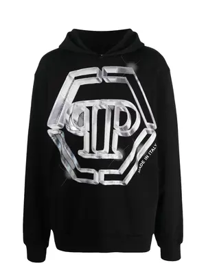 Philipp Plein Logo-print Cotton Hoodie - Black