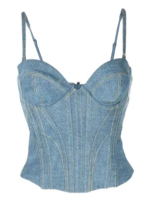 Fleur Du Mal Denim Bustier Top - Blue