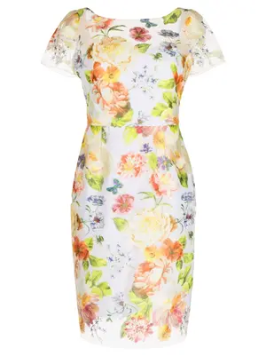 Marchesa Floral-embroidered Mini Dress - White