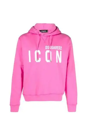 Dsquared2 Icon Print Cotton Hoodie - Pink