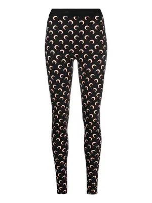 MARINE SERRE Fuseaux Moon Printed Leggings - Black
