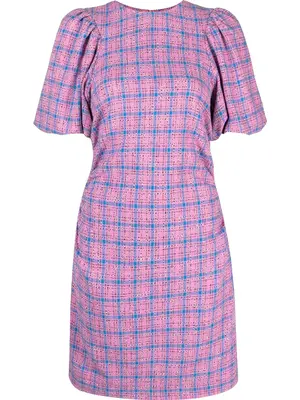 GANNI Check-pattern Mini Dress - Pink