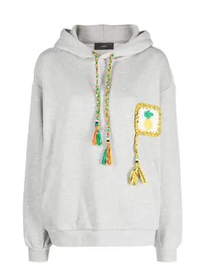 Alanui Crochet Detailed Cotton Hoodie - Grey