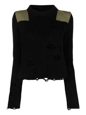 MAISON MARGIELA Distressed Ribbed Jumper - Black