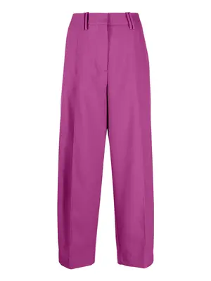 GANNI Pleated Straight-leg Trousers - Purple
