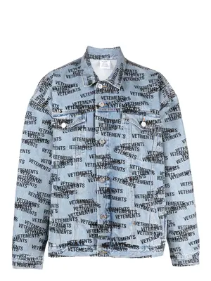 Vetements Logo-print Denim Jacket - Blue