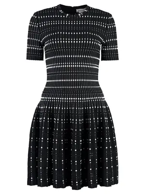 Alexander McQueen Contrast-thread Knitted Minidress - Black