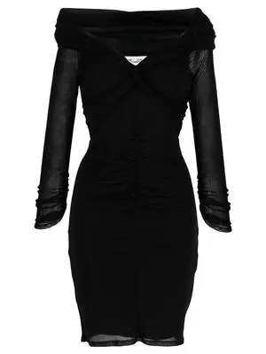 Diane Von Furstenberg Ruched Off-shoulder Dress - Black