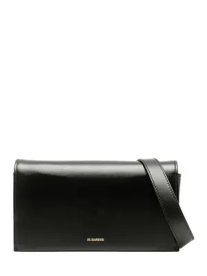 JIL SANDER Jil Sander Debossed Leather Shoulder Bag Black