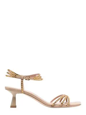 Alberta Ferretti 55mm Crystal-embellished Leather Sandals - Neutrals