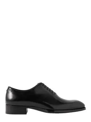 TOM FORD Elkan Whole-cut Glossed-leather Oxford Shoes - Black