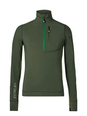 Moncler Logo-appliquéd Stretch-jersey Zip-up Base Layer - Green