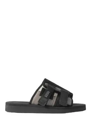 Suicoke Kaw-vs Webbing And Suede-trimmed Denim Sandals - Black