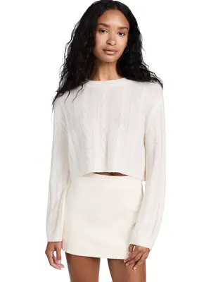 Sablyn Emmanuel Cable Knit Cashmere Sweater - Gardenia