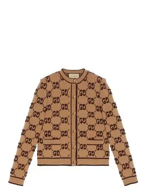 Gucci Gg Wool Bouclé Jacquard Cardigan - Beige