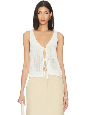 MORE TO COME Anaya Tie Front Top - Cream