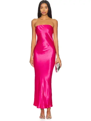 SNDYS Angel Strapless Midi Dress - Hot Pink