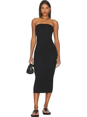 Michael Stars Strapless Ribbed Midi Dress - Black