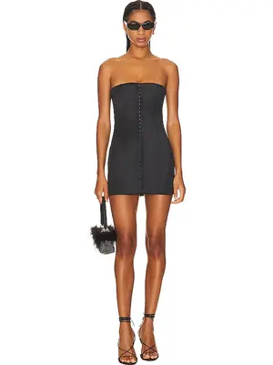 GUIZIO Satin Corset Mini Dress - Black
