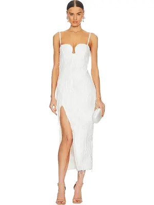 ELLIATT Judith Fringe Sequin Dress - Ivory