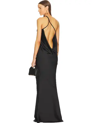 Norma Kamali One Shoulder Bias Gown Black