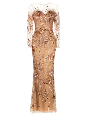 Zuhair Murad Sequin-embellished Maxi Gown - Neutrals